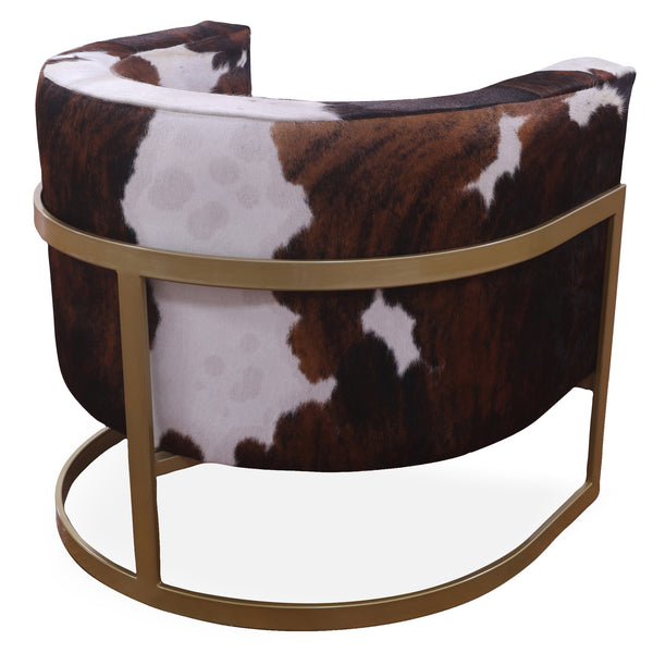 One Of A Kind Cowhide Accent Barrel Chair – Golden Nile