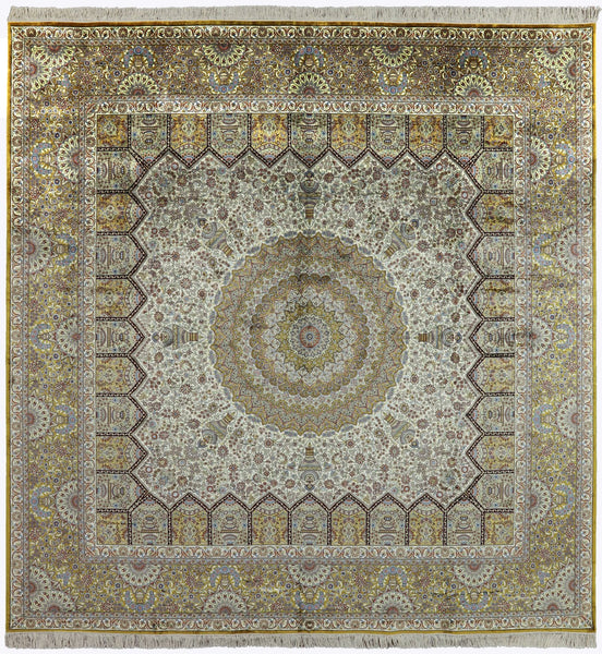 10 X 14 Oriental Handmade Soft Plain Ivory 100% Silk Area Rug – Golden Nile