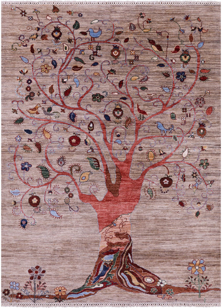 Tree Of Life Persian Gabbeh Hand Knotted Wool Rug – Golden Nile